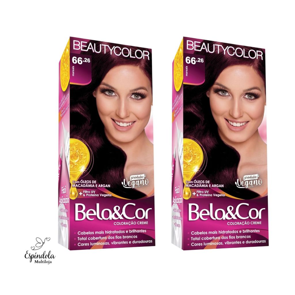 Kit 2 Coloração Bela e Cor Marsala 66.26 Beauty Color Tintura Creme ...