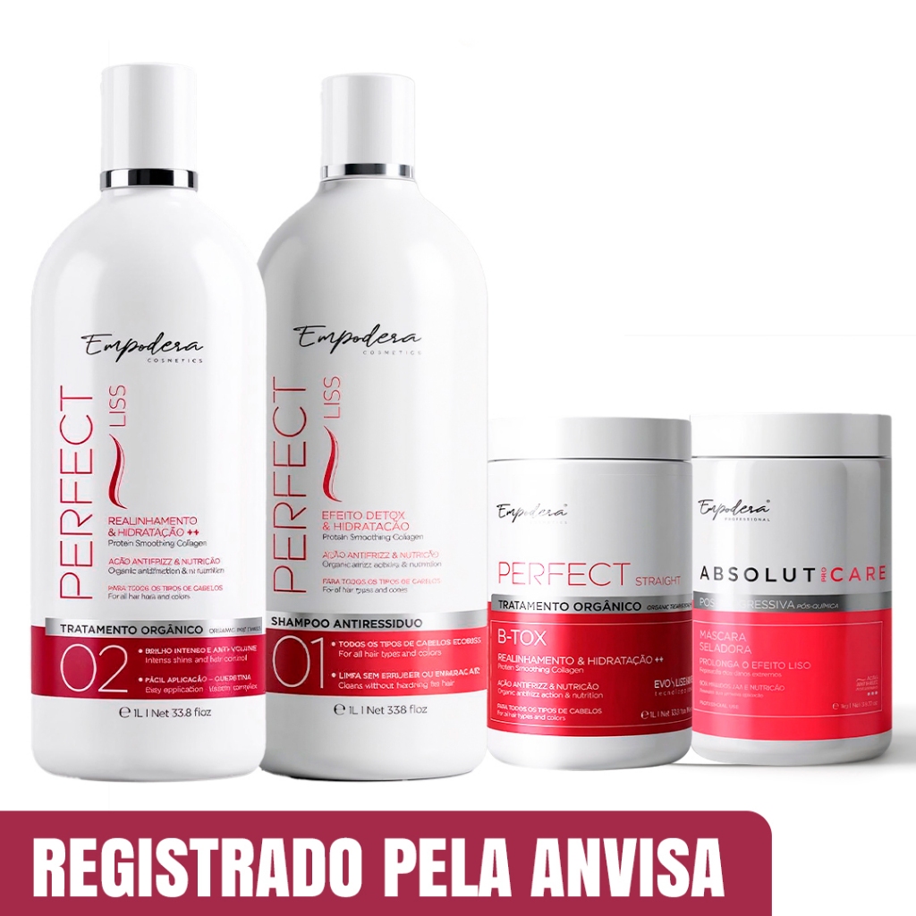 Kit 4 Itens - Progressiva Sem Formol + Botox Orgânico + Máscara Capilar 1kg - Empodera | Shopee ...