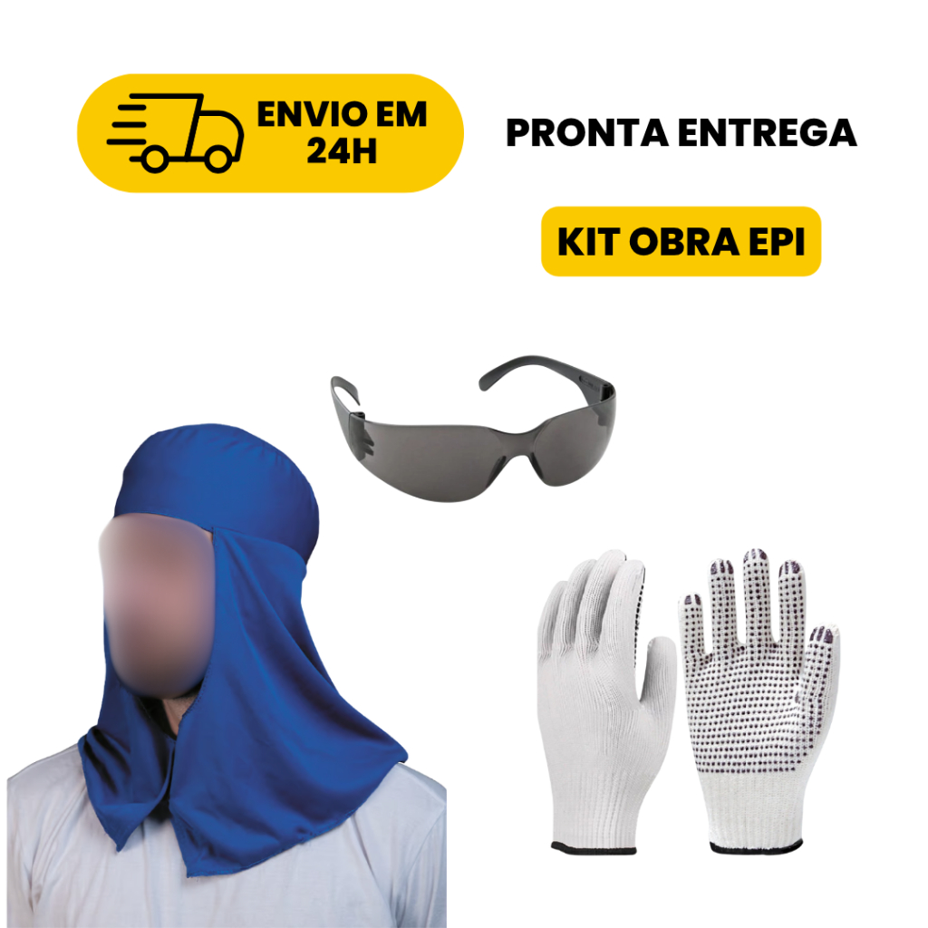 Kit Obra EPI - Touca Árabe Sol Helanca + Óculos Fumê Águia + Luva ...