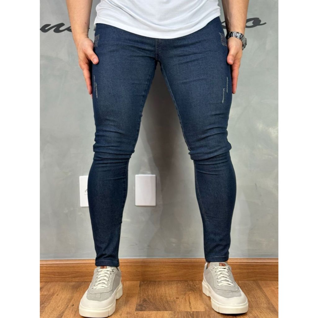 Calça Jeans Masculina Básica Modelagem Skinny Tecido Premium | Shopee ...