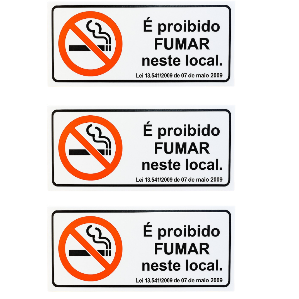 Kit 3 Placa Proibido Fumar Neste Local Sinalização Aviso | Shopee Brasil
