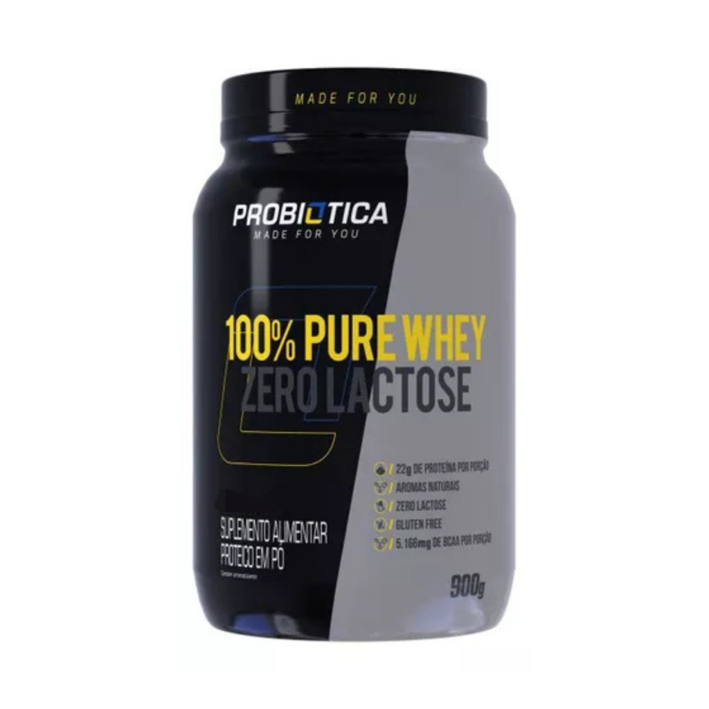Whey Protein Sem Lactose 100% Pure Pote 900g | Shopee Brasil