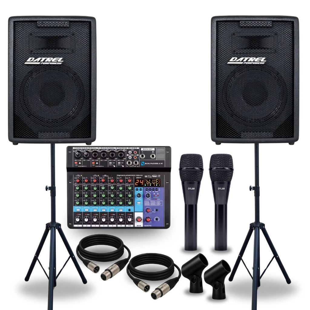 Kit 2 Caixas Som 300w Ativa Passiva Acustica Profissional + Mesa 8 Canais + Microfone Fio Dylan ...