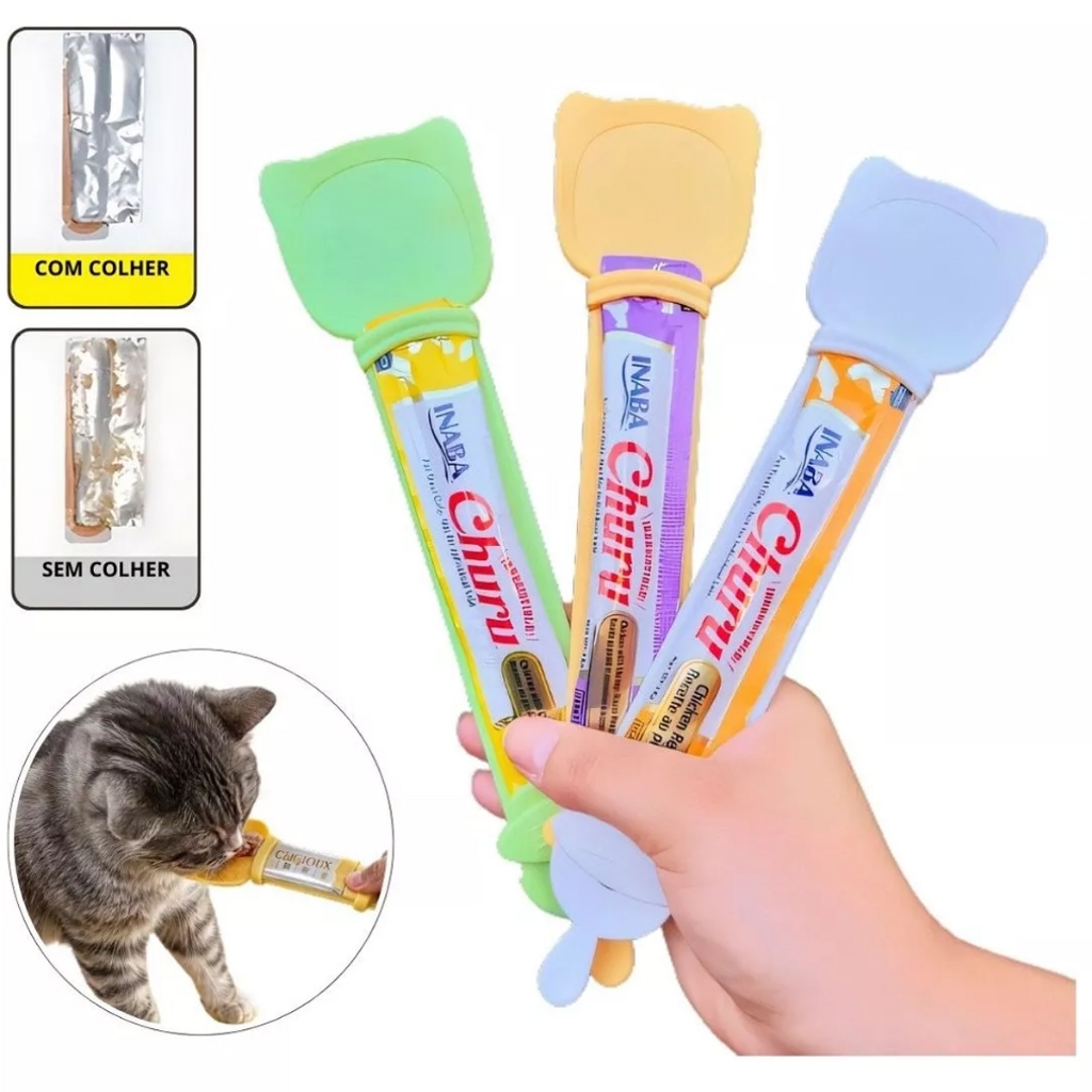 Colher Churu para Gato Cores Variadas | Shopee Brasil