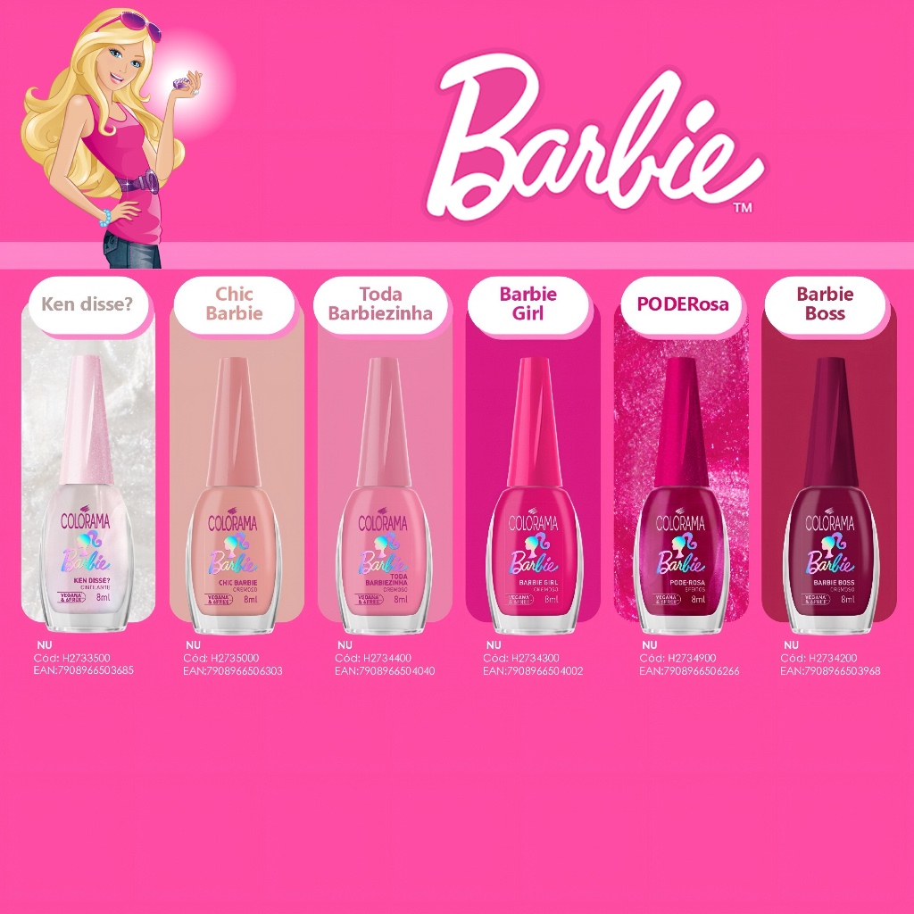 Kit 6 Esmaltes Colorama Barbie Lançamento Esmalte Barbie Tons Rosa ...
