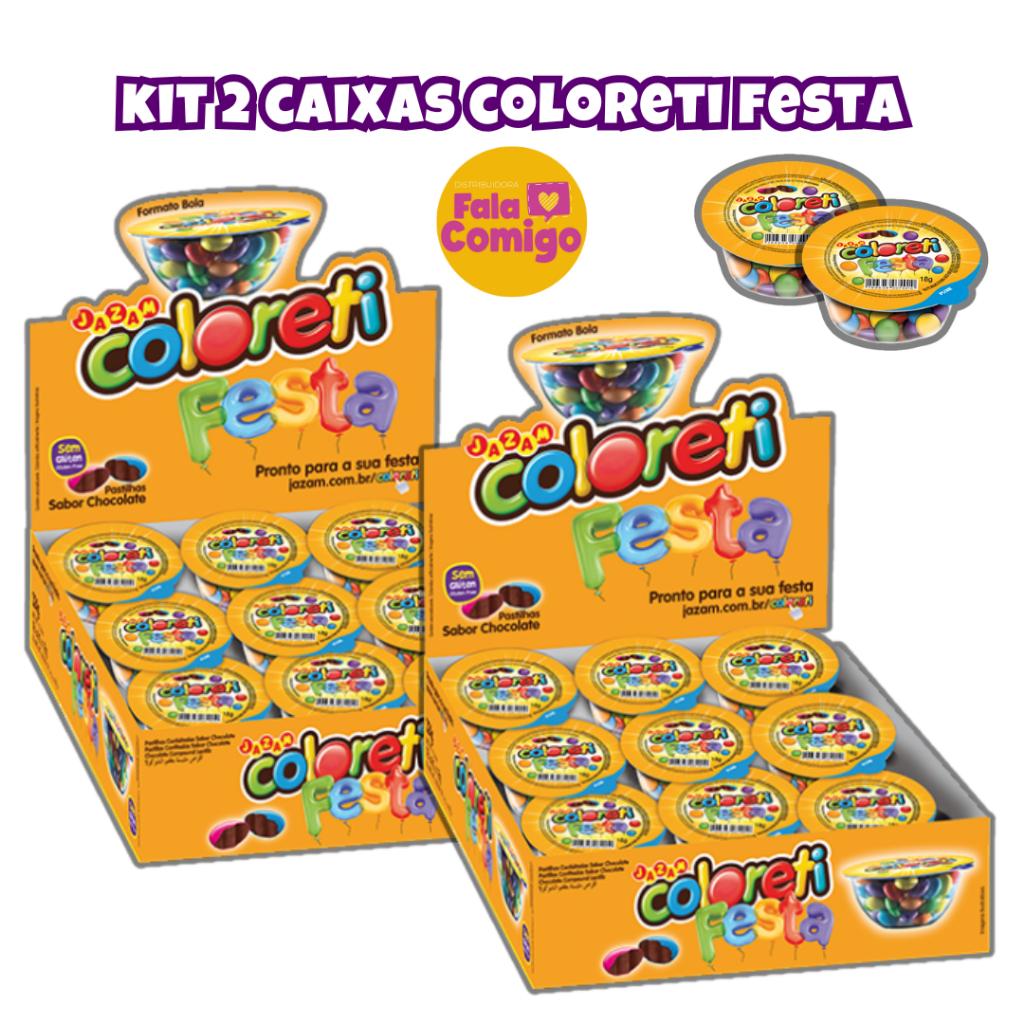 Kit 2 Caixas Coloreti Festa tradicional Chocolate Com 18 undidades cada ...