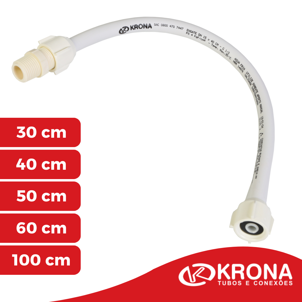 Engate Rabicho Flexível Plástico c/ Vedação 1/2 | Krona – p/ Caixa ...