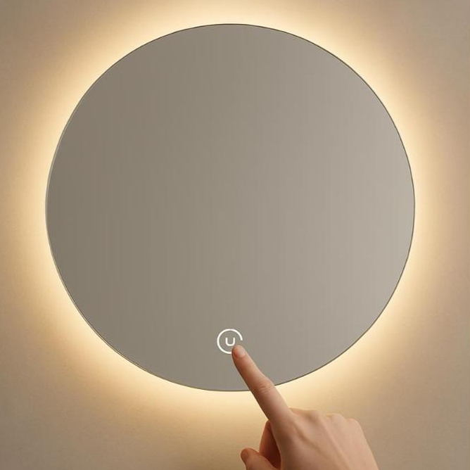 Espelho Led redondo com botão touch moderno lançamento blogueira com ...