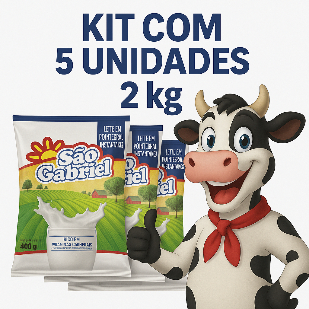 Kit 5 Unidades Leite em Pó Integral Instantâneo 400g – Sabor Cremoso ...