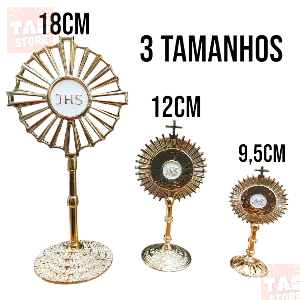 Ostensorio de Mesa Escrivaninha Altar Oratório 18cm 12cm 9cm Dourado em ...