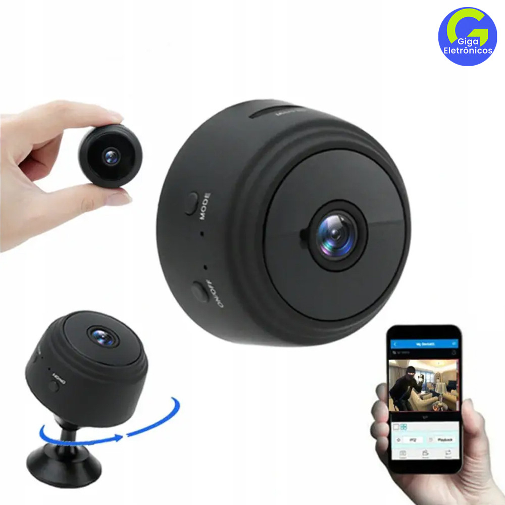Mini Câmera de Vigilância A9 1080P Wi-Fi Visão Noturna Monitoramento ...