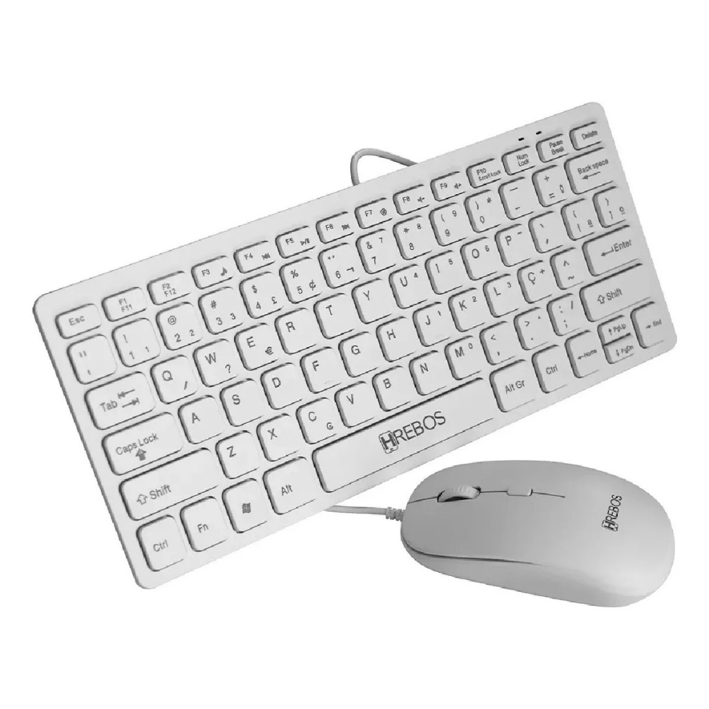 Kit Teclado E Mouse Com Fio Premium Usb Hrebos Layout QWERTY ABNT2 ...
