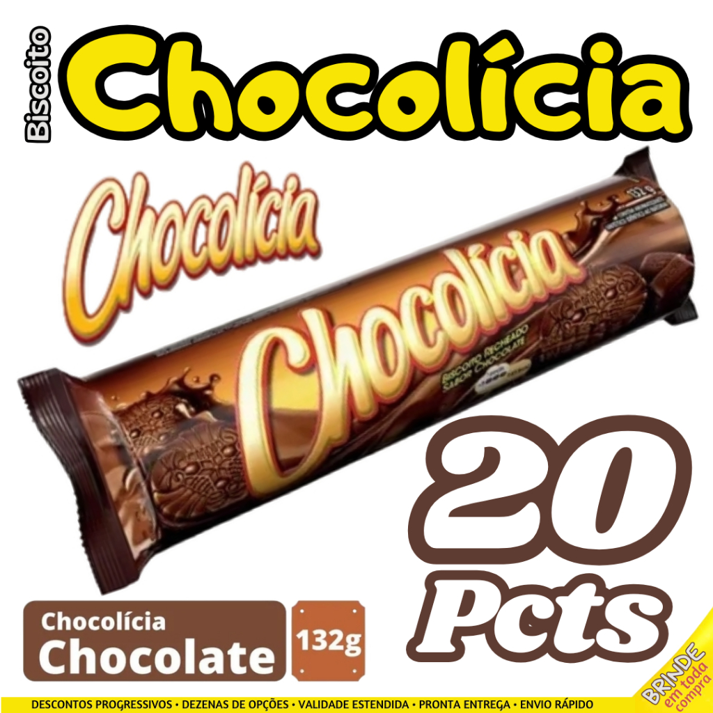 Chocolícia Biscoito Recheado com Chocolate Cremoso 132 g – Crocante ...