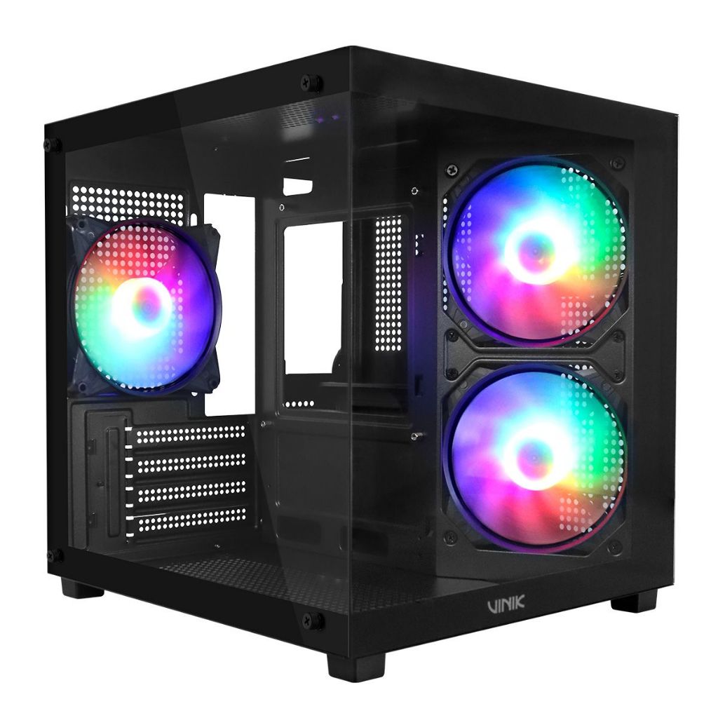 Gabinete Gamer Vinik Aquário G-Cube Preto Vidro Temperado C/ 3 Fans - Gggcvbk | Shopee Brasil