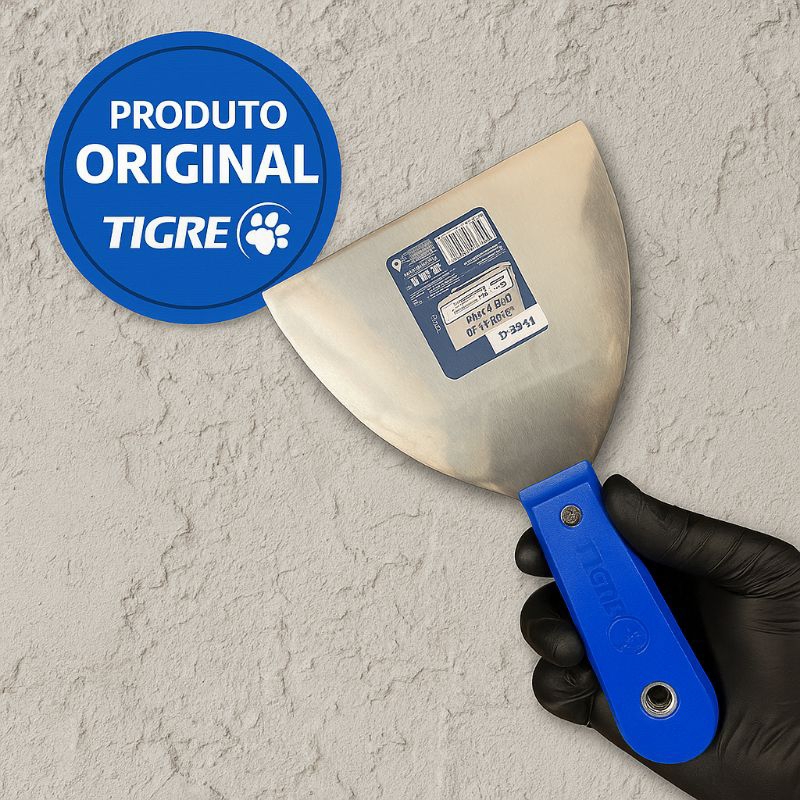Espátula de Aço Polido Tigre 2151 Massa Corrida Gesso Rejunte Texturas ...