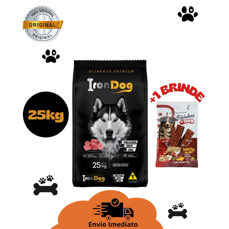 Ração Premium Iron Dog Adulto Todas As Raças Carne 25kg | Shopee Brasil