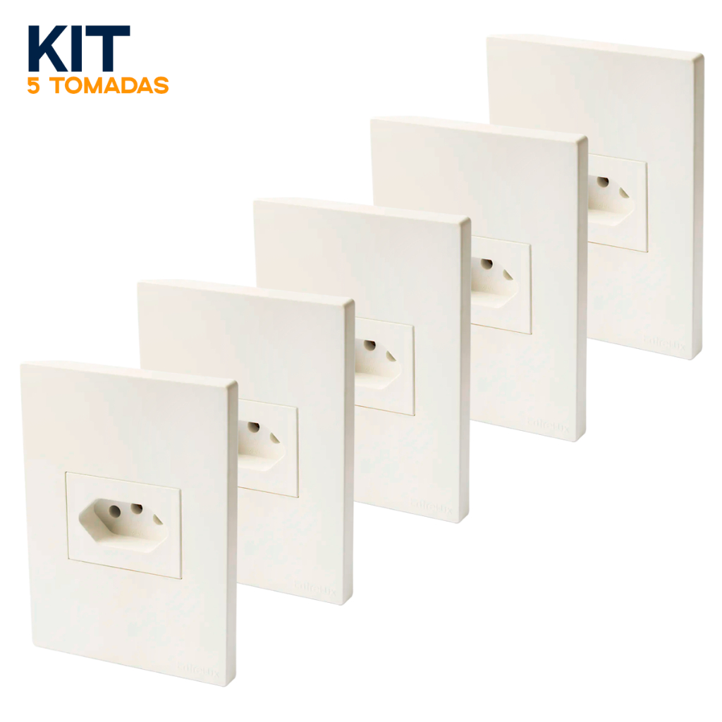 Kit 5 Conjunto 1 Tomada 4x2 10a 20a 250v Universal Entrelux Cor Branco | Shopee Brasil