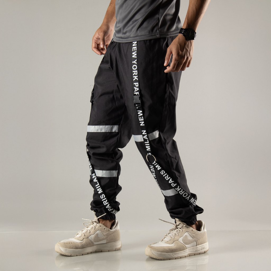 Calça Cargo Jogger Estilo Gringa Correte Preta Larga Rapper Trapper ...