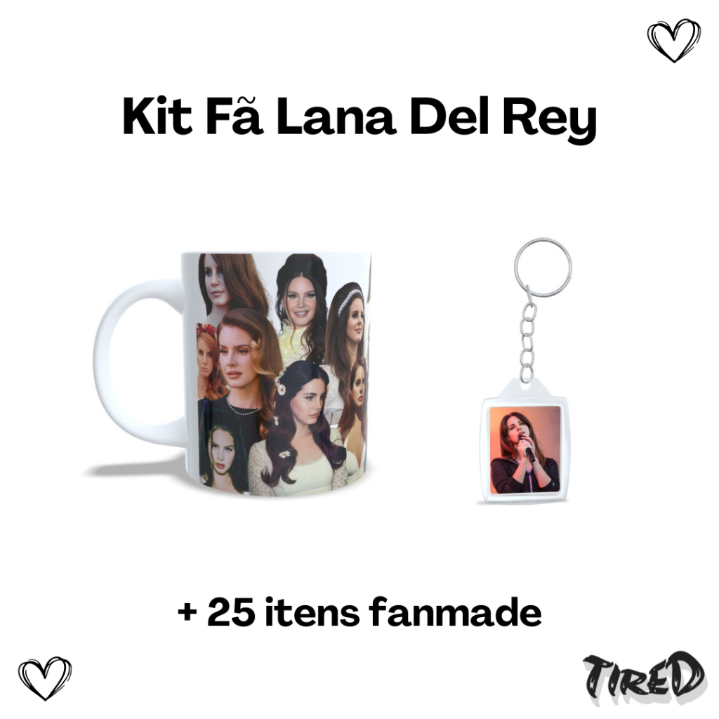 Kit Fã Lana Del Rey Caneca Personalizada com fotos, chaveiro e 25 itens ...