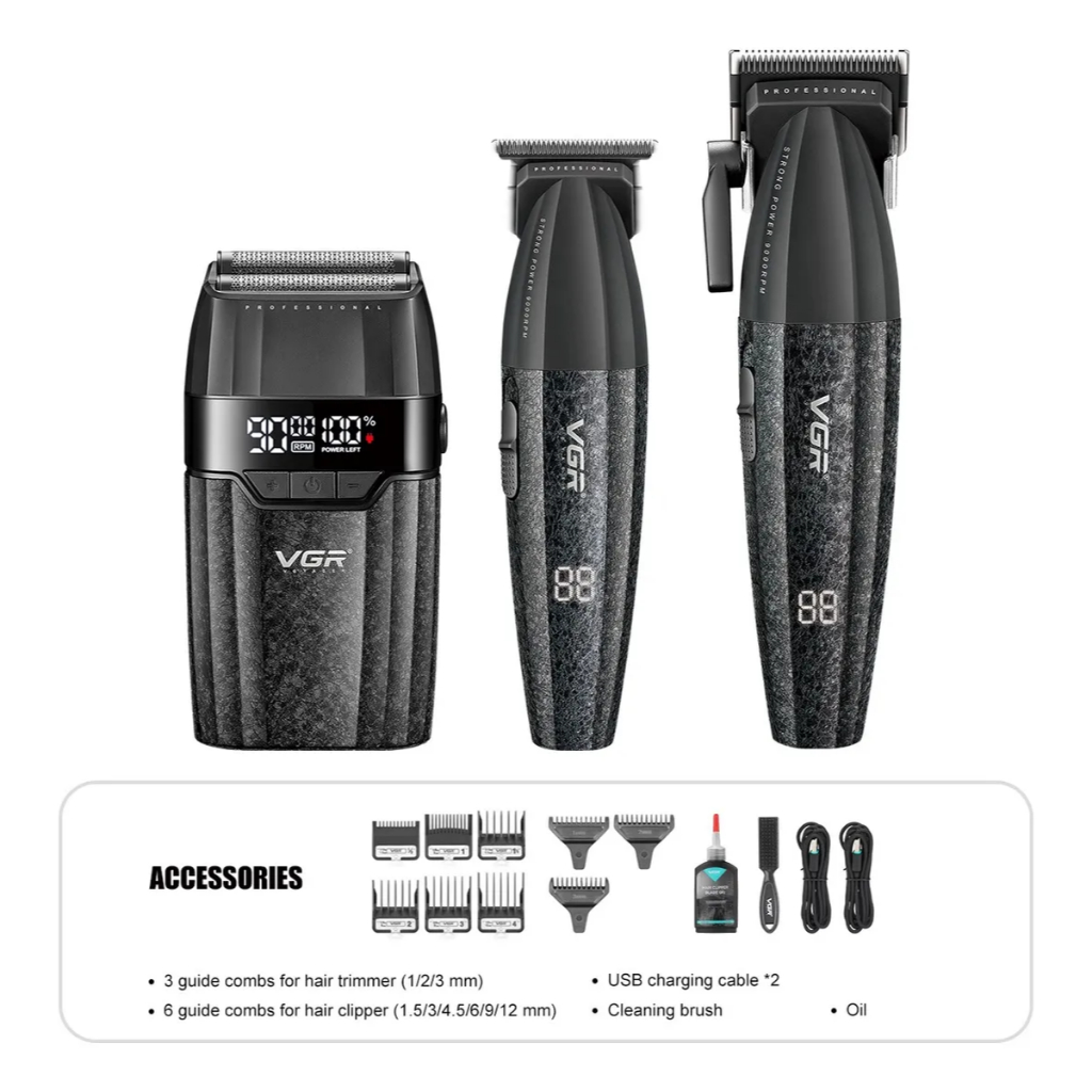 Kit De Máquinas Vgr V-640 S3 - Black Preto | Shopee Brasil