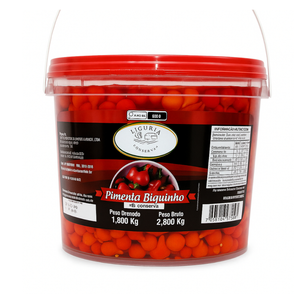 Pimenta Biquinho em conserva 1,8kg | Shopee Brasil
