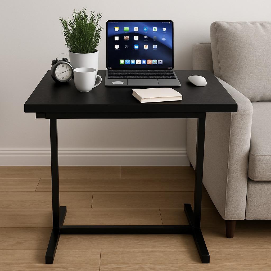 Mesa apoio e suporte lateral notebook cama sofa em aço tampo madeira ...