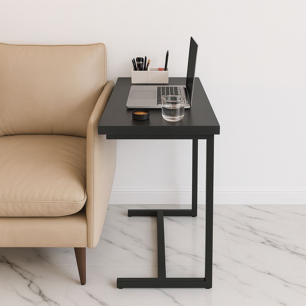 Mesa apoio e suporte lateral notebook cama sofa em aço tampo madeira ...