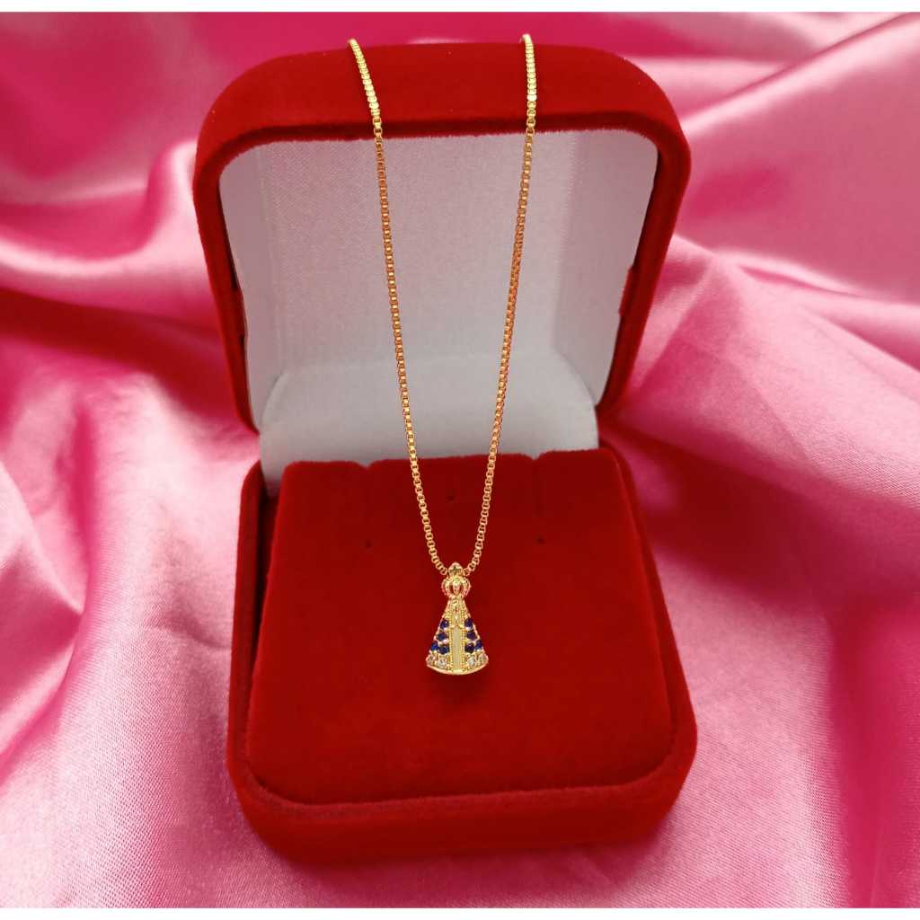 Colar com Pingente Santa Nossa Senhora Aparecida Banho Ouro 18k ...