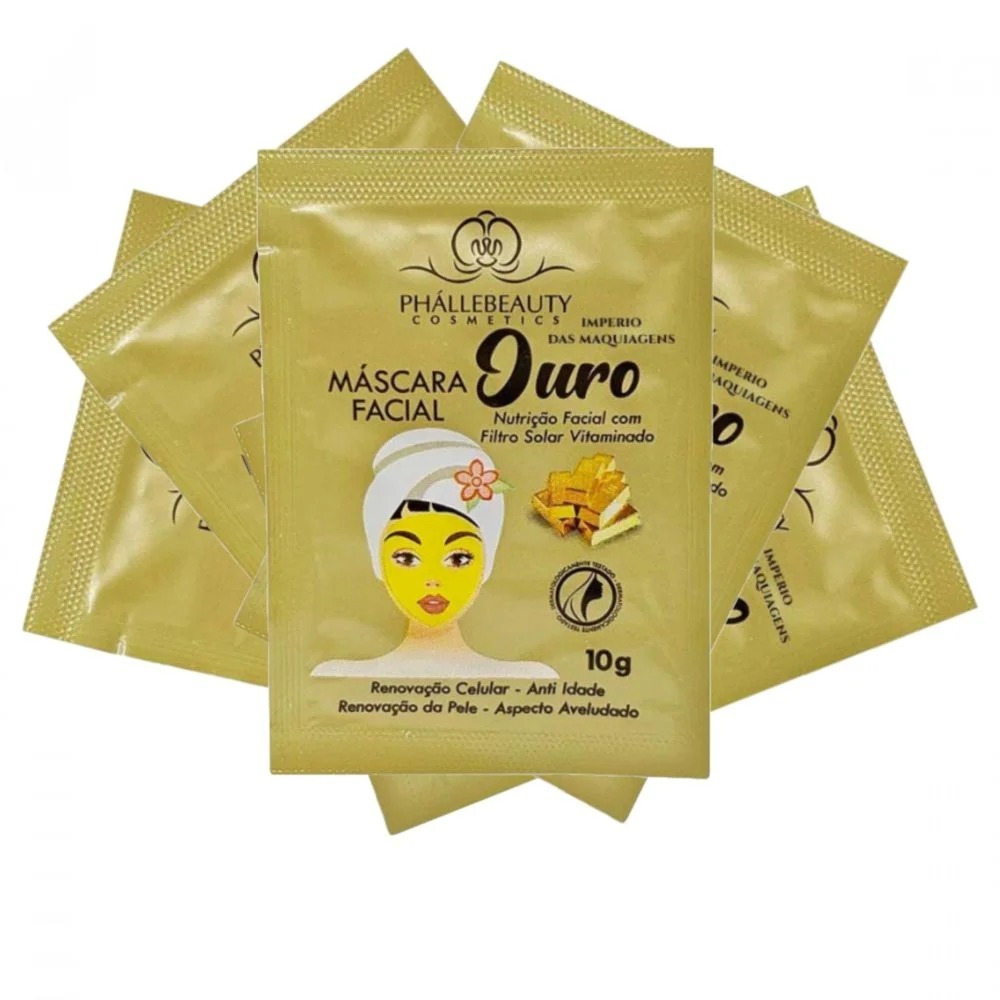Máscara Facial Gold Sachê | Phallebeauty - 10g | Shopee Brasil
