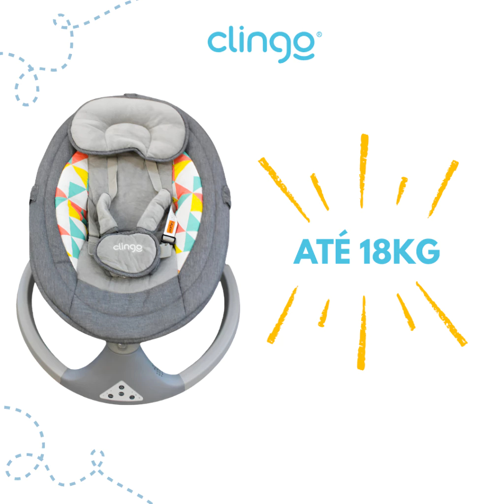 Cadeirinha De Balanço Automático Musical Clingo Happy Cor Cinza Até ...
