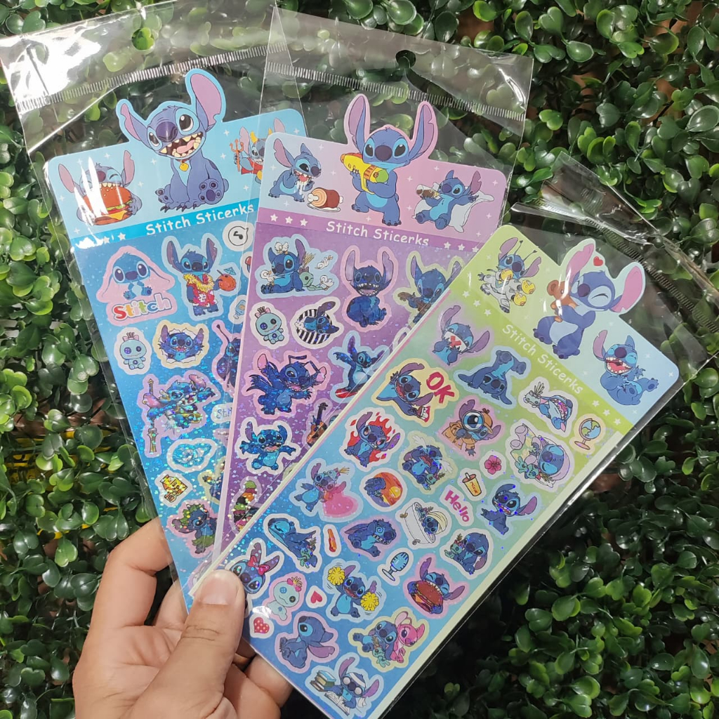 Kit 3/6/10 Cartelas de Adesivos Stitch brilhosos - Coloridos e ...