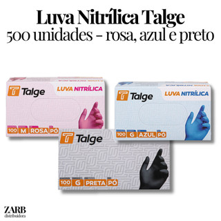 Kit 500 Luva Nitrílica Talge Sem Pó - Azul, Rosa e Preta | Tamanhos P ...