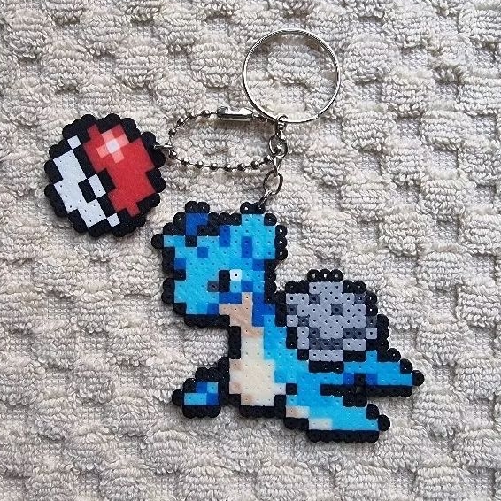 Chaveiro/ Ímã/ Broche Lapras - Pokémon - Pixel Art/ Pixel Arte/ Perler ...