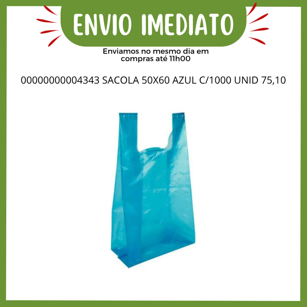 Sacola Plástica 50x60 Azul para Comércio - 1.000 Unidades - ENVIO IMEDIATO | Shopee Brasil