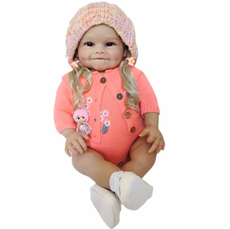 Boneca Bebê Reborn Princesa Betina Sorriso Sapeca Loira 60cm | Shopee ...