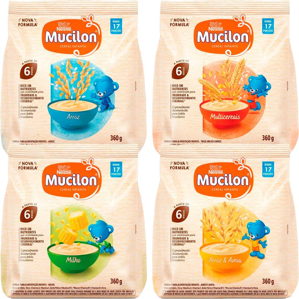 Cereal Infantil Mucilon Multicereais, Arroz e Aveia Integral, Milho e ...
