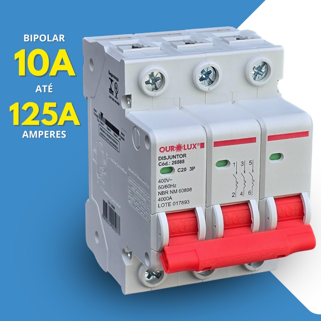 Disjuntor Tripolar 3 Polos Trifásico Din 10A 16A 20A 25A 32A 40A 50A ...
