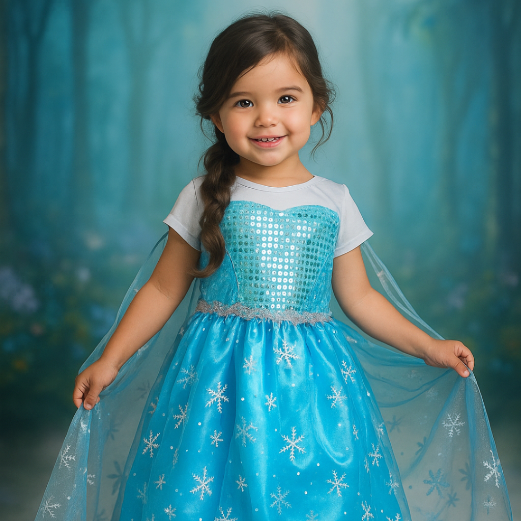 Vestido Princesa Elsa Frozen Azul Com Capa e Brilhos Fantasia Elsa ...