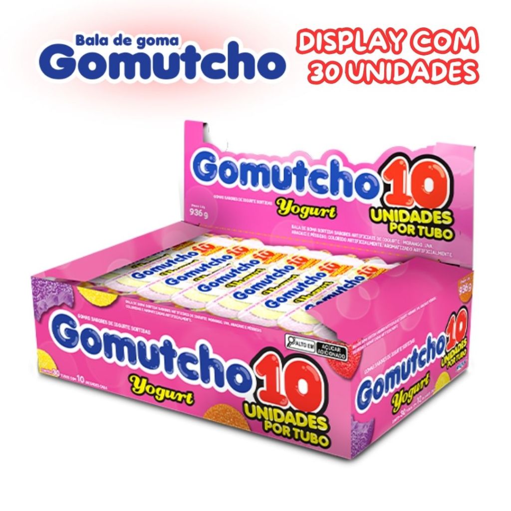 Bala de Goma Gomutcho Iogurte – Display com 30 Tubos de 10 Unidades ...