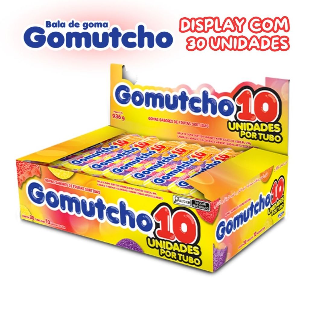 Bala de Goma Gomutcho Frutas Sortidas – Display com 30 Tubos de 10 ...
