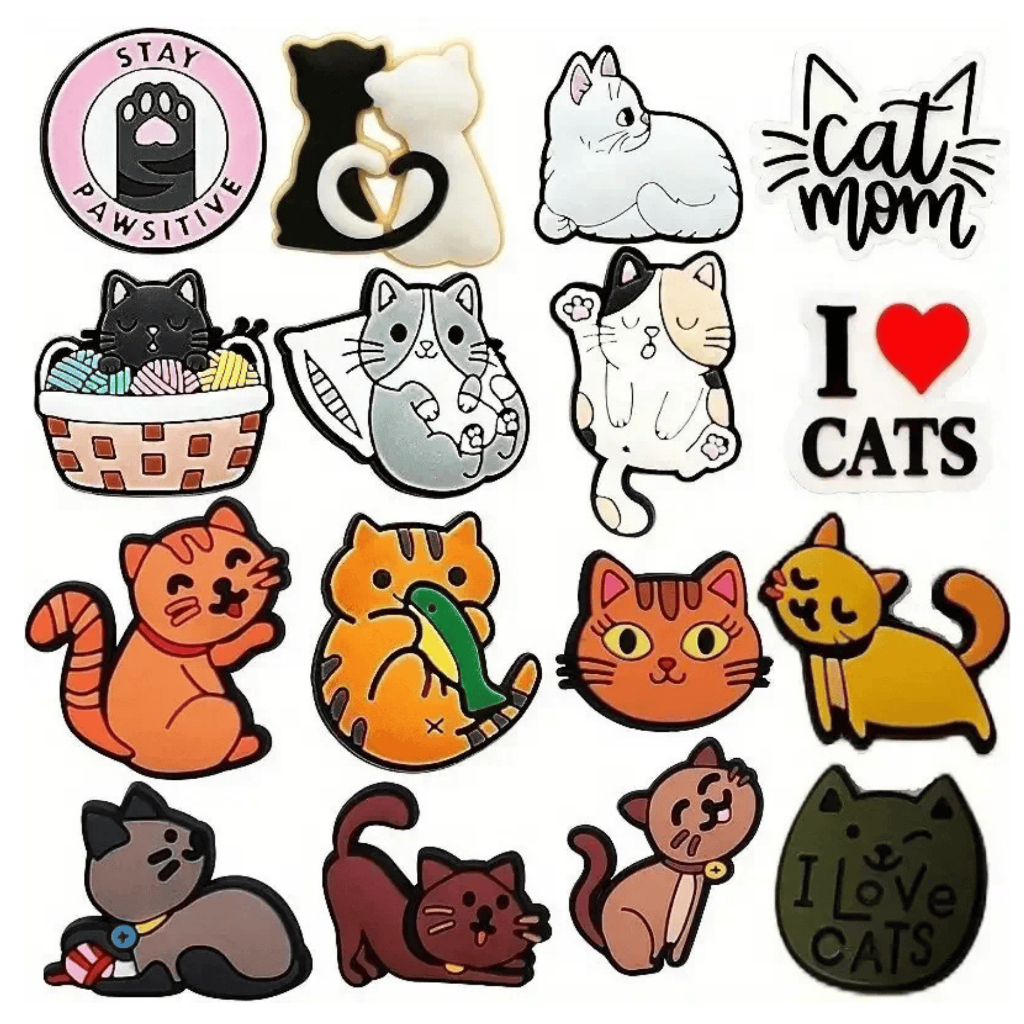 Kit 8 Pin para Croc Tema Gato Pvc Emborrachado Sortido | Shopee Brasil