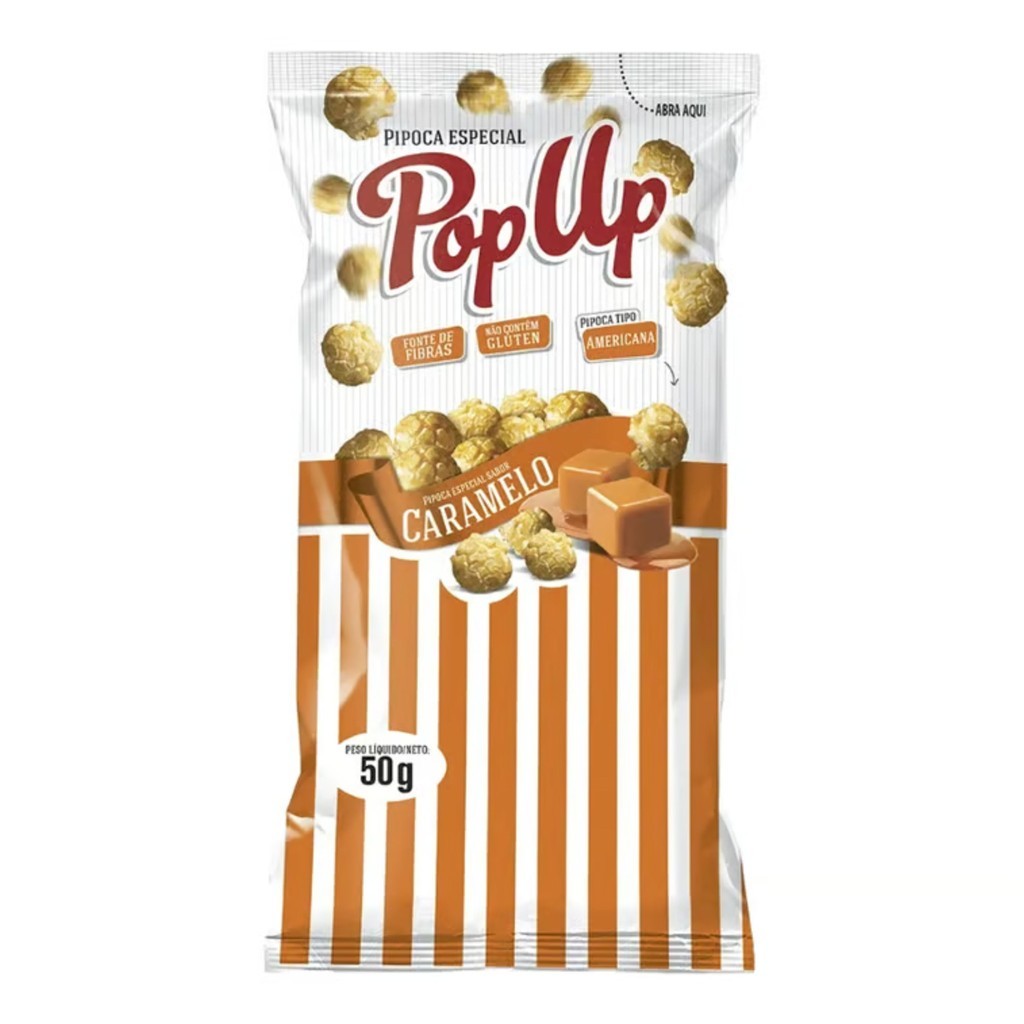 Pipoca Pacote Gourmet Pop Up Caramelo Crocante 15x50g | Shopee Brasil