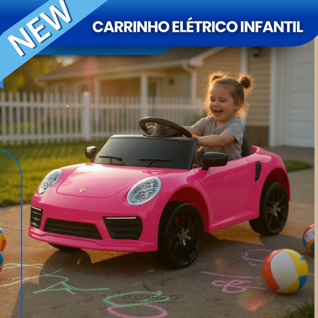 CARRINHO ELÉTRICO CARRO INFANTIL MENINA ROSA DIRIGÍVEL COM CONTROLE ...