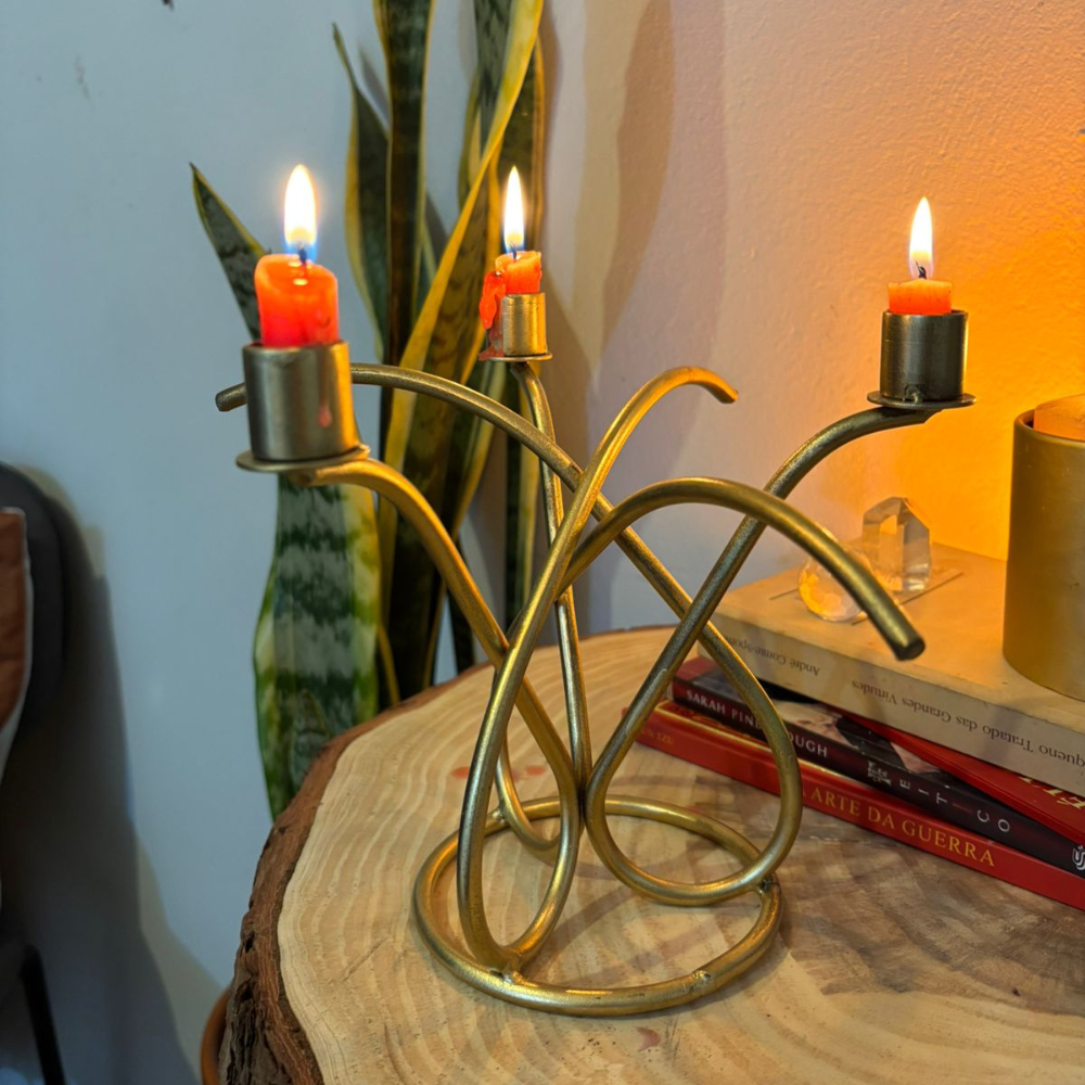 Candelabro Triplo Luxo Dourado Mesa Natal Centro De Mesa Decoração ...
