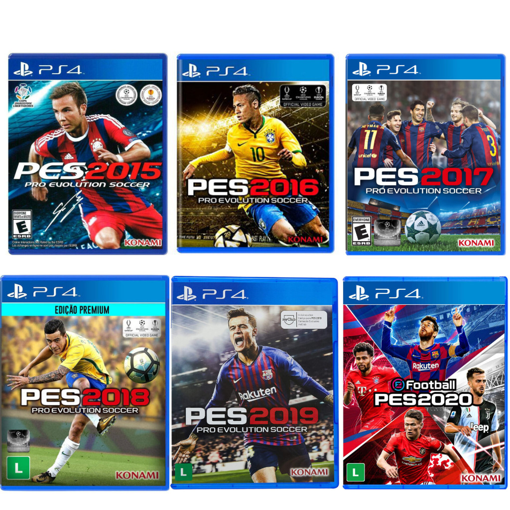 Coleção de PES Originais Ps4 Midia Fisica Português BR: PES 15, 16, 17 ...