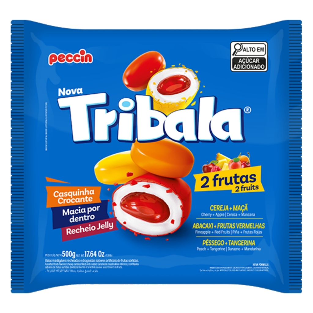Tribala 2 Frutas 500g Peccin | Balas Recheadas | Casquinha Crocante ...