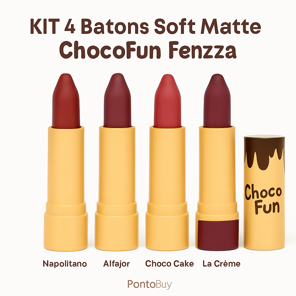 Kit com 4 Batons Soft Matte ChocoFun Fenzza – Todas as cores ...