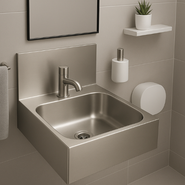 Pia Suspensa Lavatório Industrial Lavar Mãos Assepsia Inox Toneira Inox ...