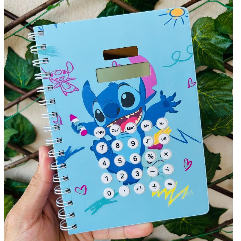 Caderno Stitch A5 Com Calculadora Solar Papelaria Fofa Kawaii Lilo e ...