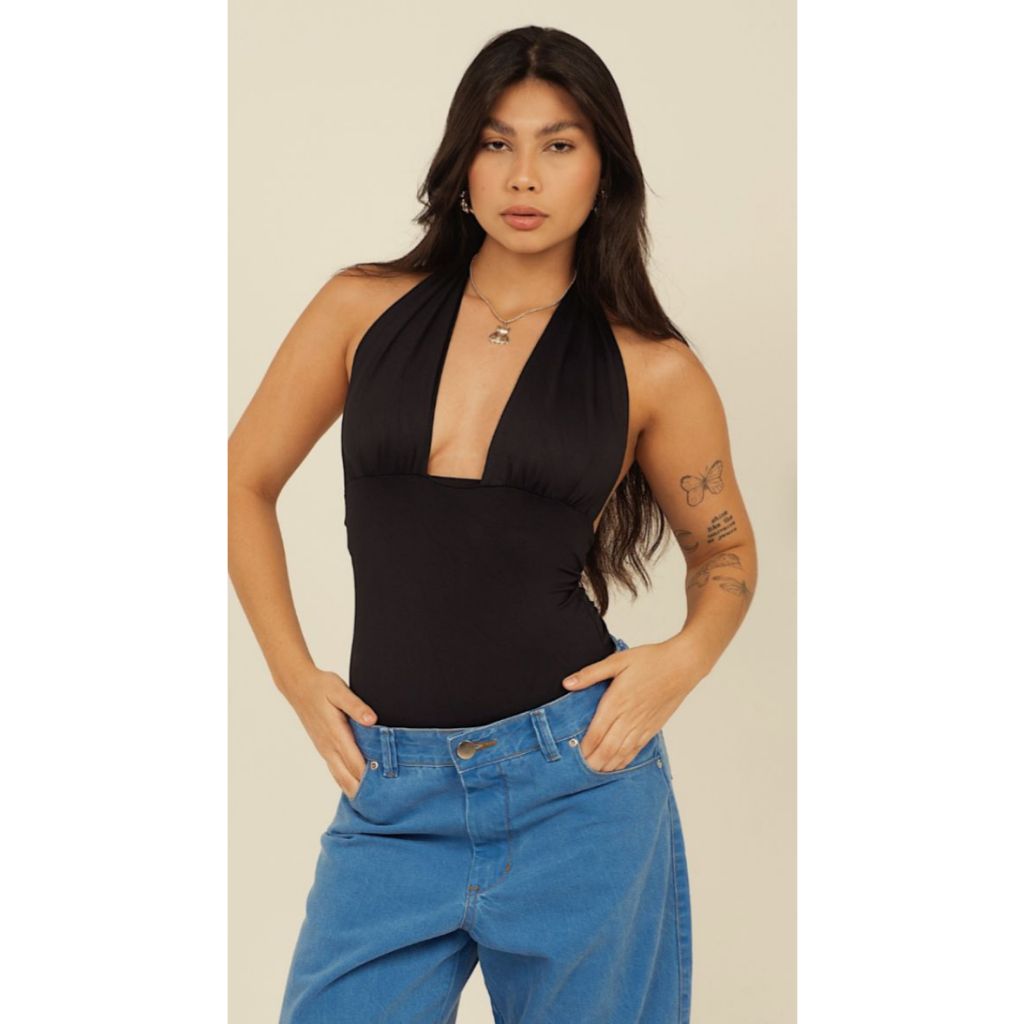 Body Feminino Frente Única com Decote Profundo – Sexy, Justo, Estilo ...